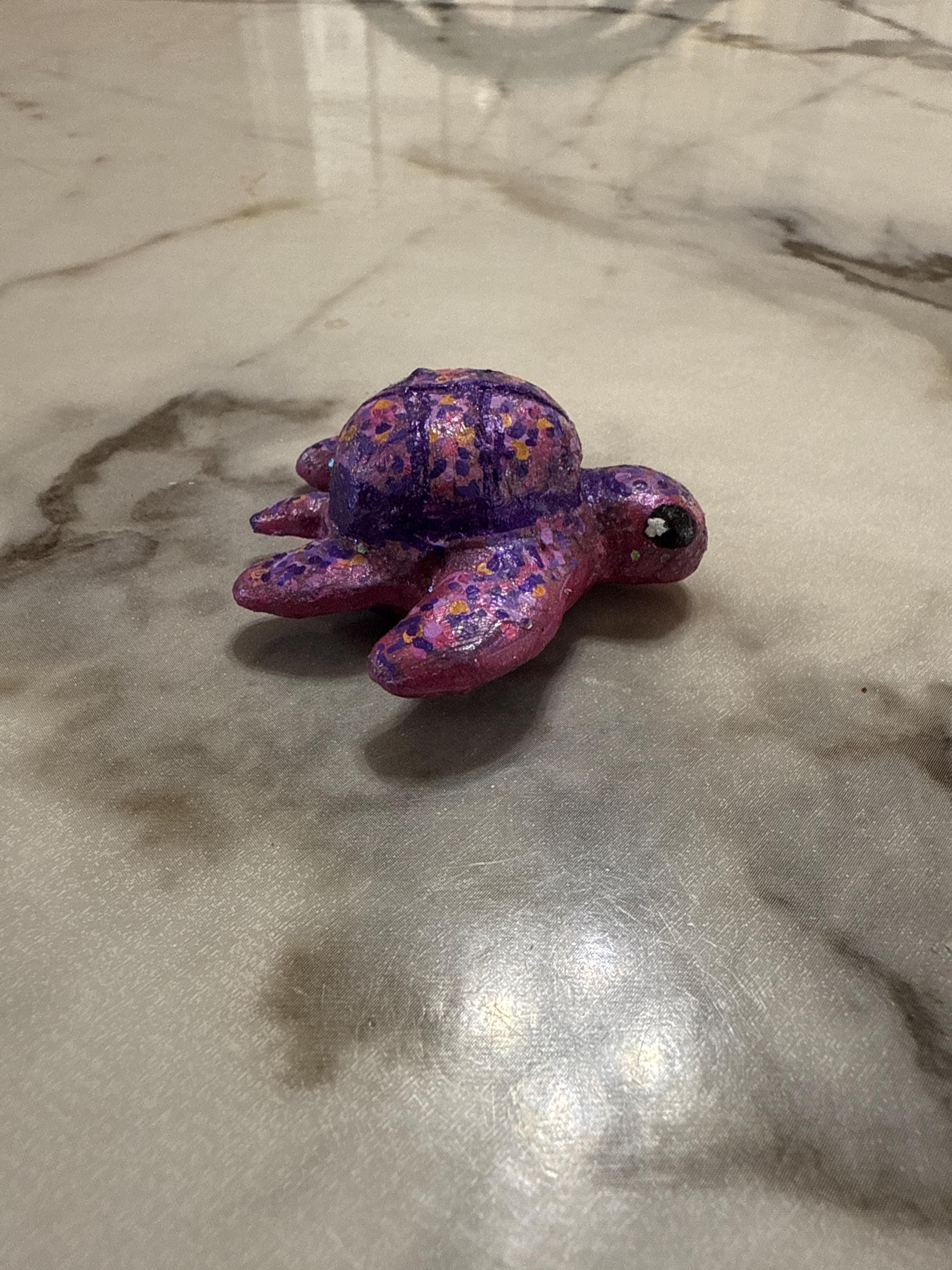 Pink and Purple Speckled Sea Turtle Figurine “painter” - Polymer Clay ...