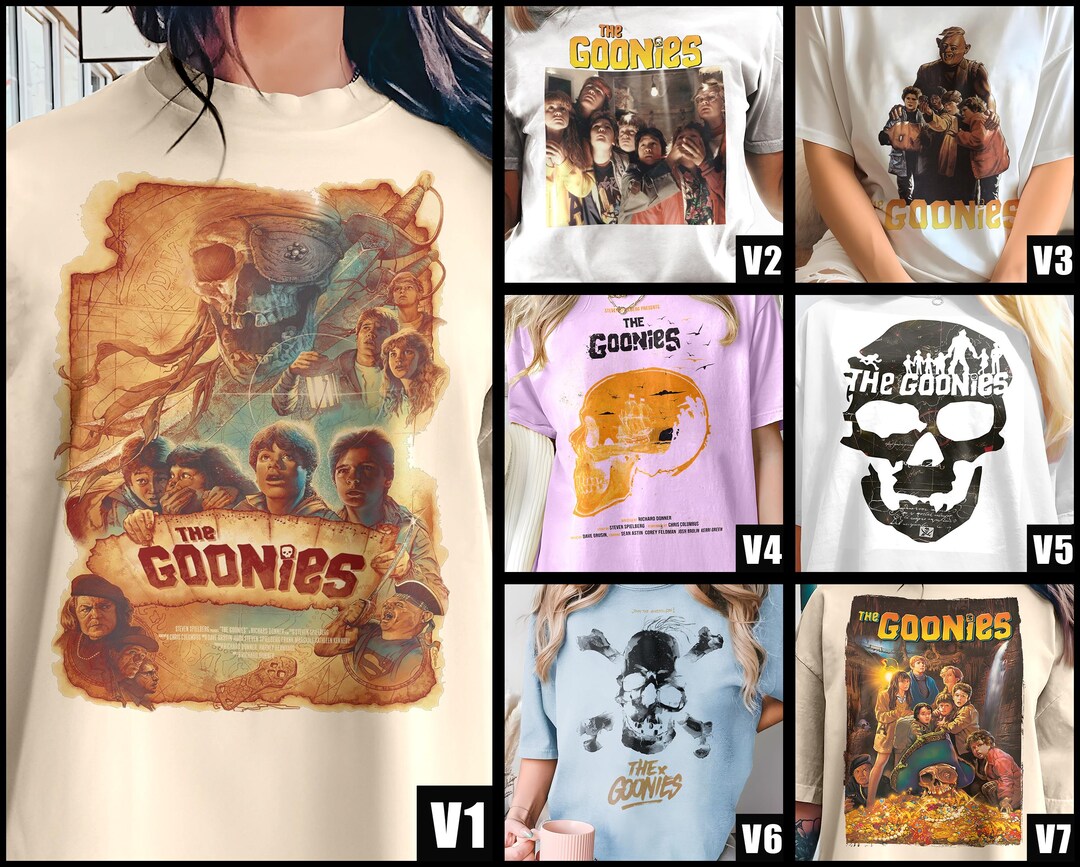 The Goonies V1-7 Vintage Movie Poster Tshirt 8 Colors Unisex Tee Film ...