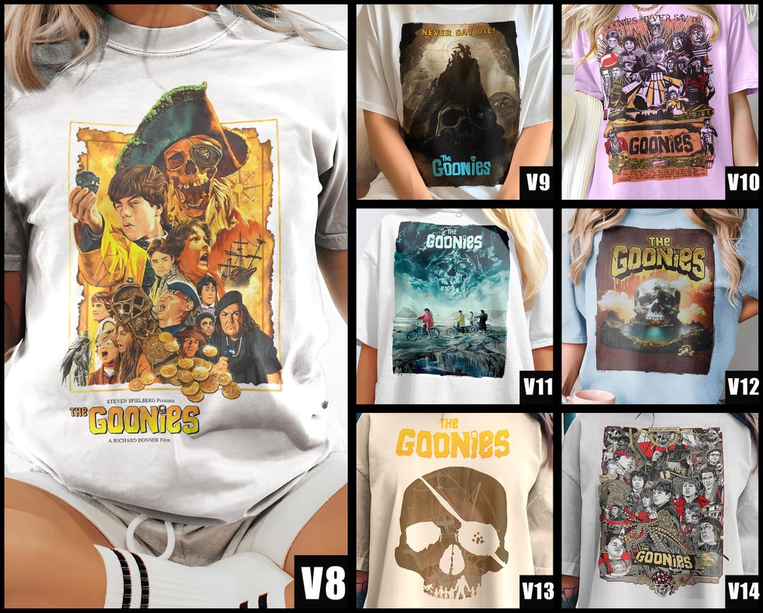 The Goonies V8-14 Vintage Movie Poster Tshirt 8 Colors Unisex Tee Film ...
