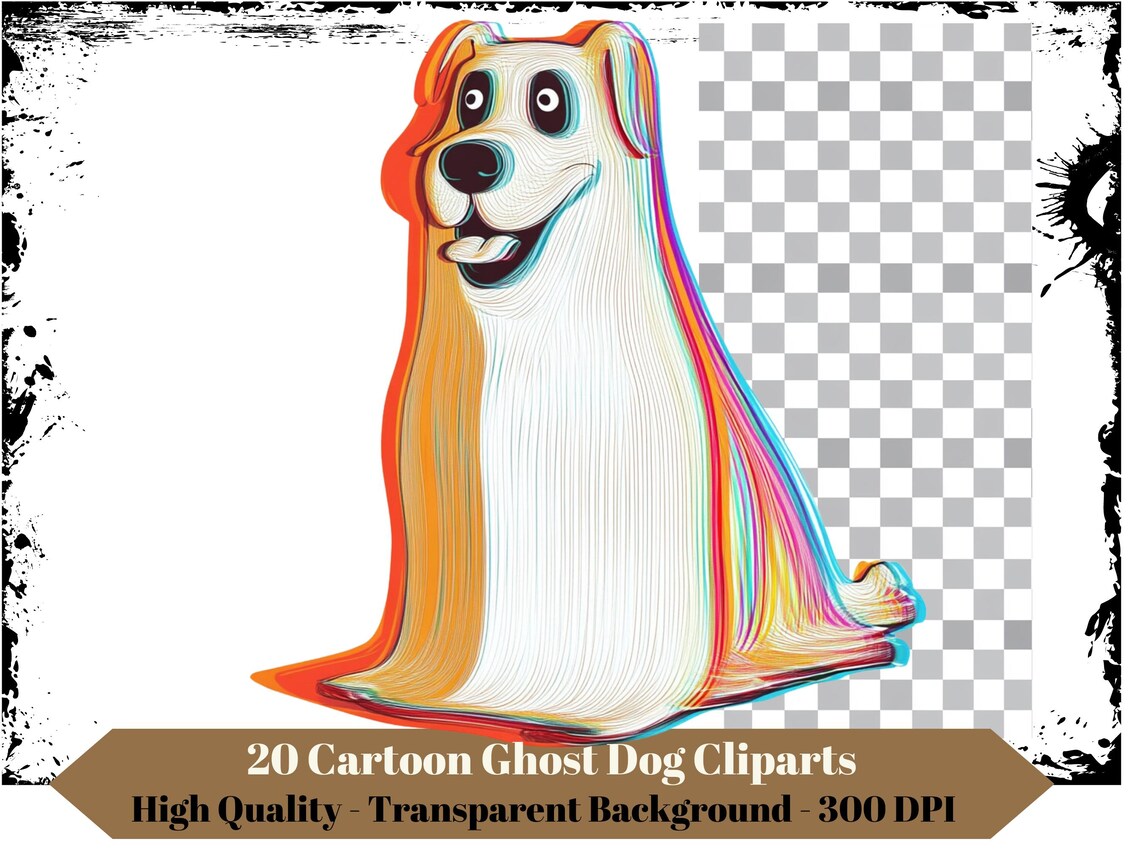 Ghost Dog Clipart Bundle - 20 Cute Cartoon Ghost Dog Images, High ...
