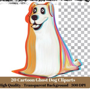 Ghost Dog Clipart Bundle - 20 Cute Cartoon Ghost Dog Images, High ...