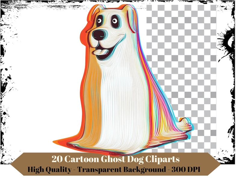 Ghost Dog Clipart Bundle - 20 Cute Cartoon Ghost Dog Images, High ...