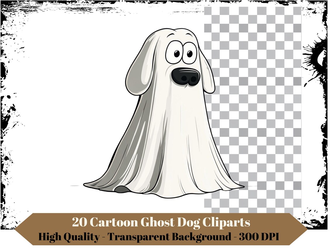 Ghost Dog Clipart Bundle - 20 Cute Cartoon Ghost Dog Images, High ...