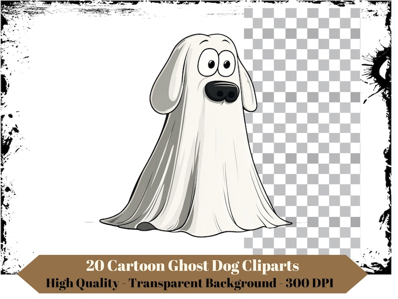 Ghost Dog Clipart Bundle - 20 Cute Cartoon Ghost Dog Images, High ...