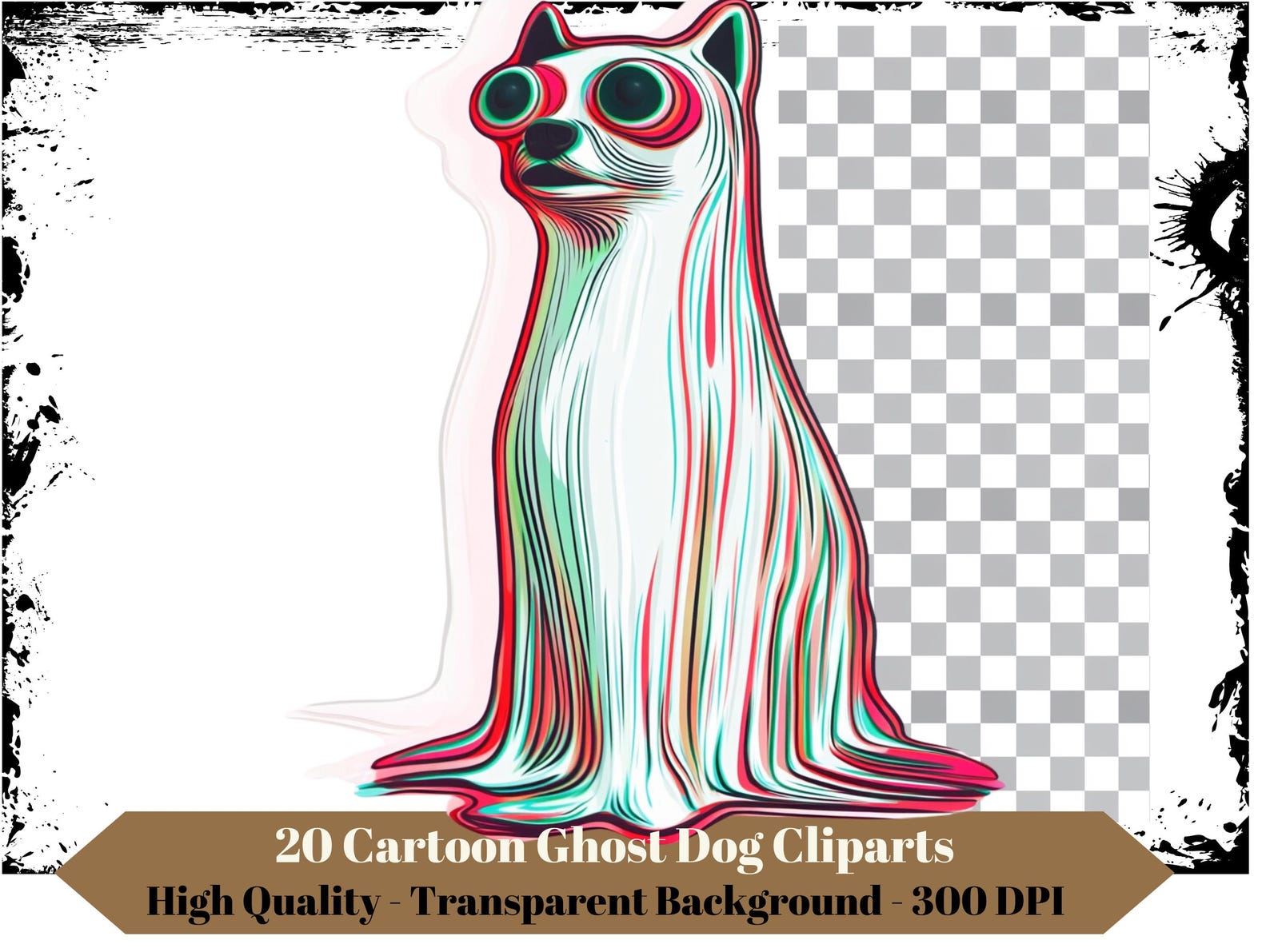 Ghost Dog Clipart Bundle - 20 Cute Cartoon Ghost Dog Images, High ...