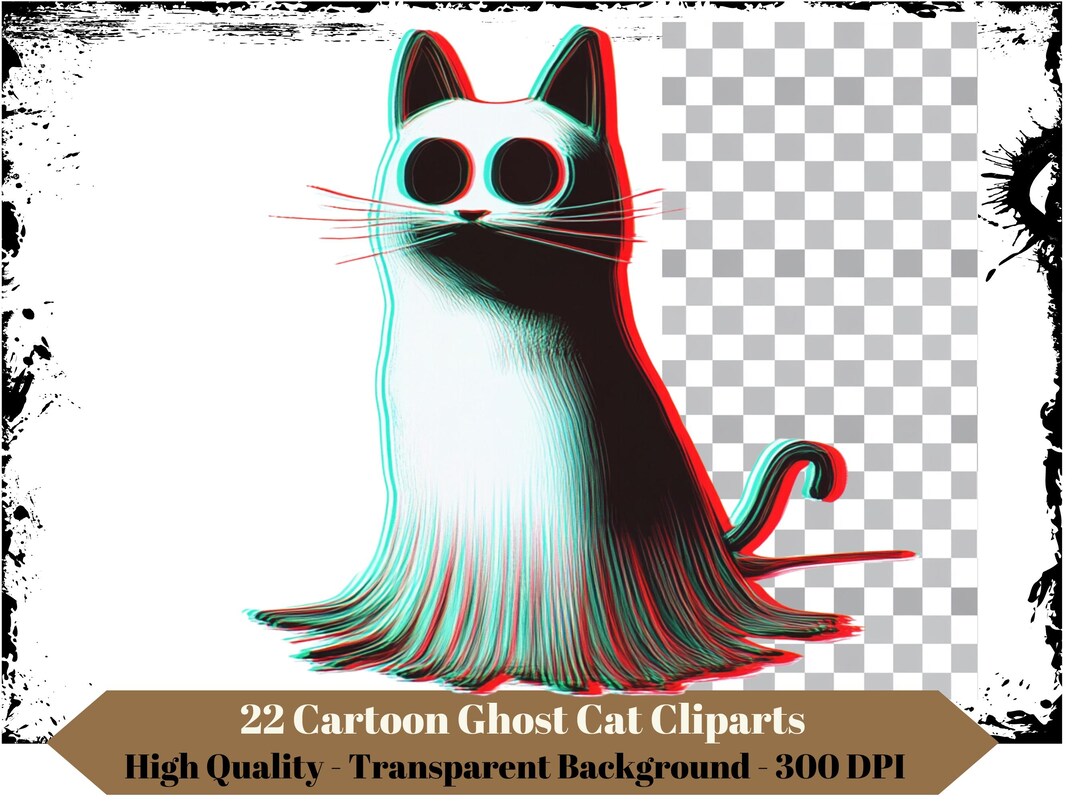 Cartoon Cat Ghost Clipart Bundle. Funny Characters High Quality ...