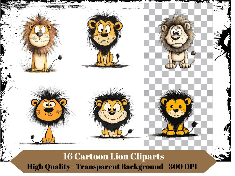 Cartoon Lion Clipart Bundle (16 Designs) - High Resolution 6144x6144 ...
