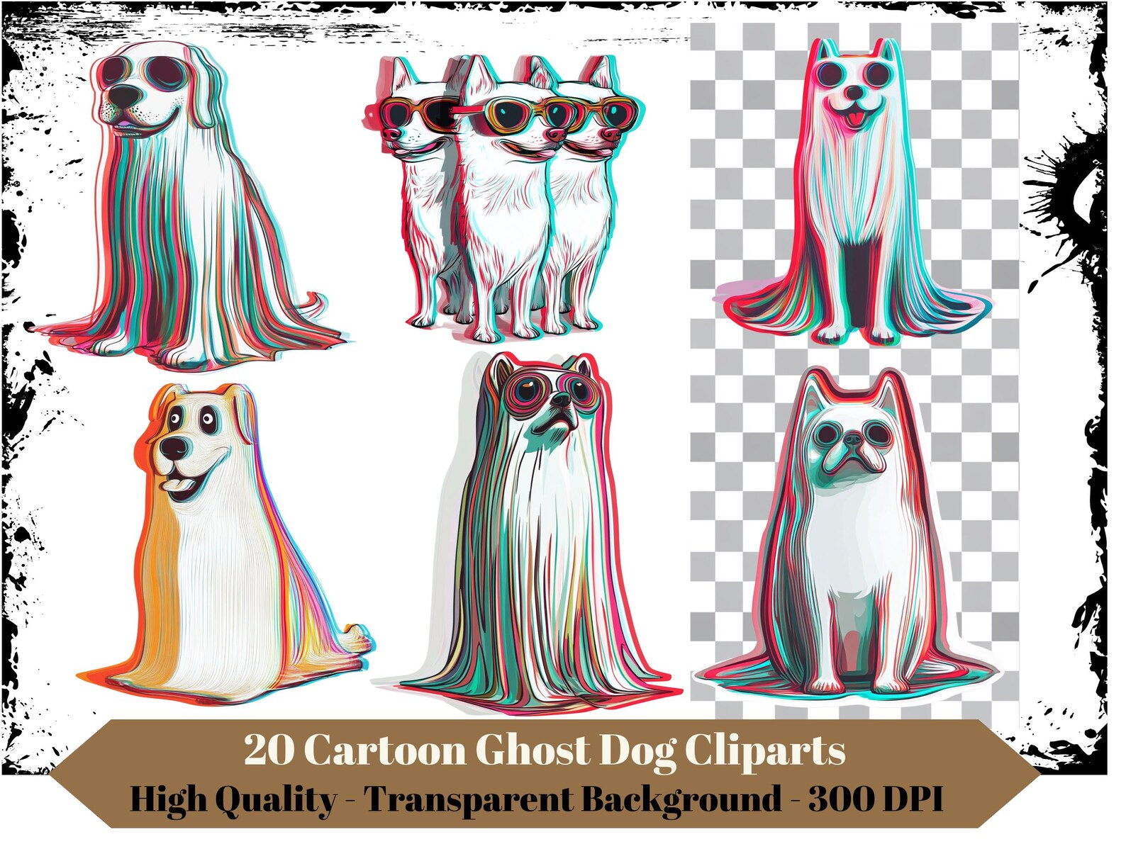 Ghost Dog Clipart Bundle - 20 Cute Cartoon Ghost Dog Images, High ...