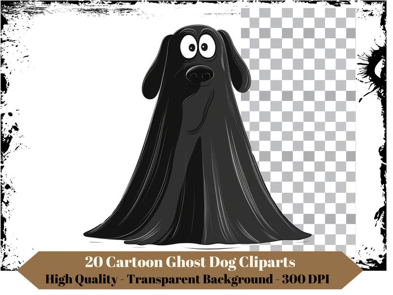 Ghost Dog Clipart Bundle - 20 Cute Cartoon Ghost Dog Images, High ...