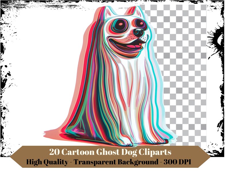 Ghost Dog Clipart Bundle - 20 Cute Cartoon Ghost Dog Images, High ...