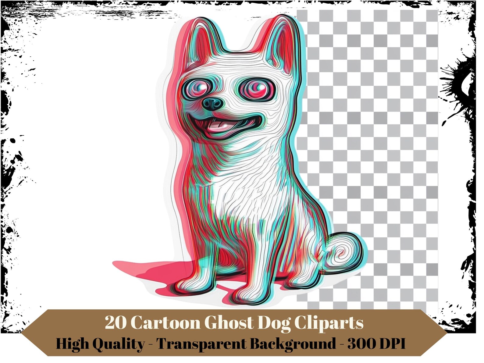 Ghost Dog Clipart Bundle - 20 Cute Cartoon Ghost Dog Images, High ...