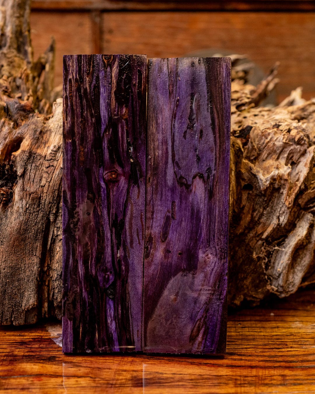 Book Match Spalted Ambrosia Maple Dye Stabilized Knife Scales CA Filled ...