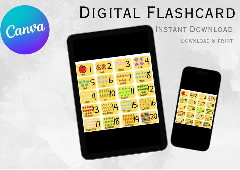 Learn Your Numbers, Count to 20, Counting Flashcards, Digital Number ...