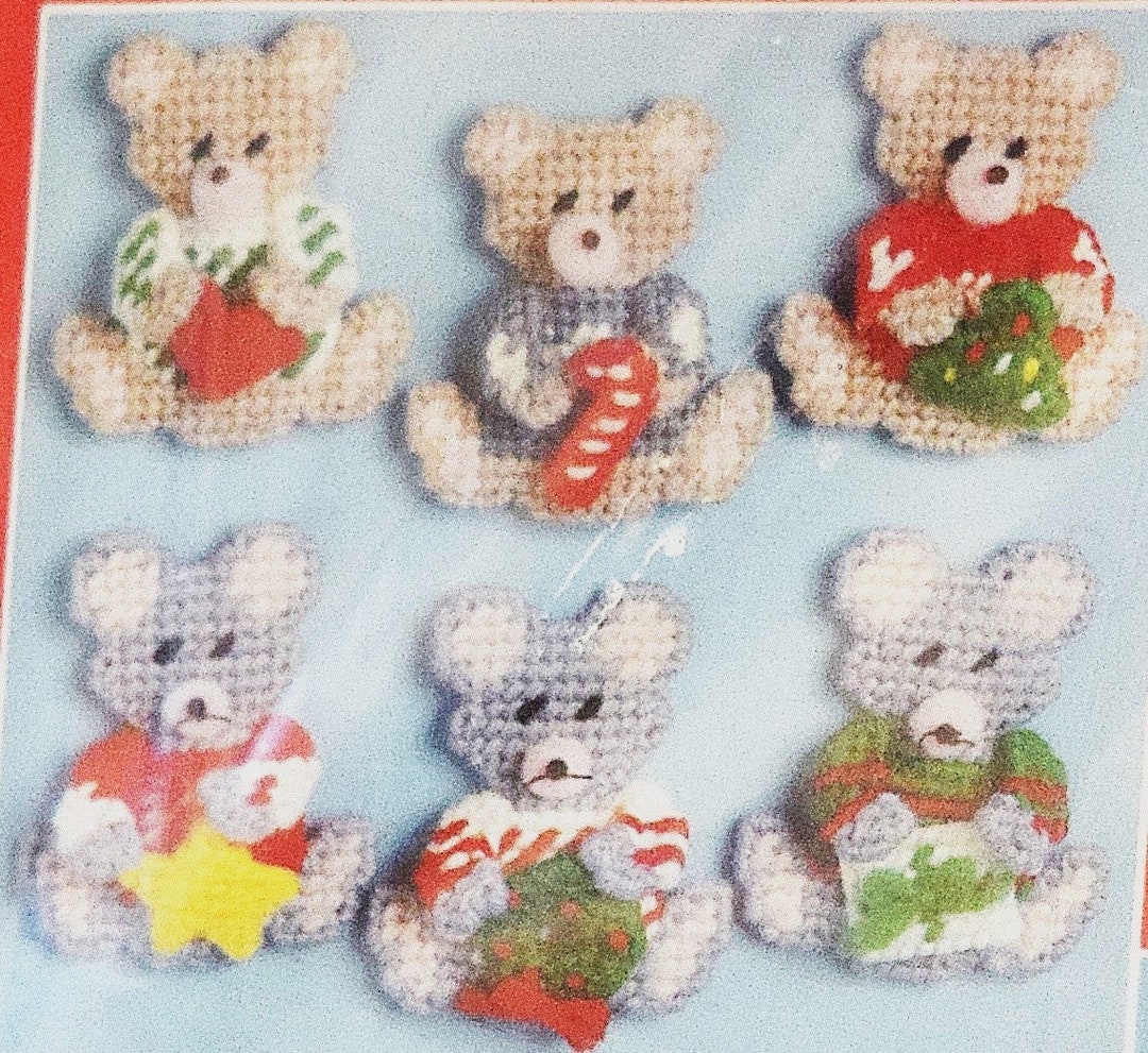 Mary Maxim Teddy Bear Ornaments - Vintage Needlepoint/cross Stitch Kit ...