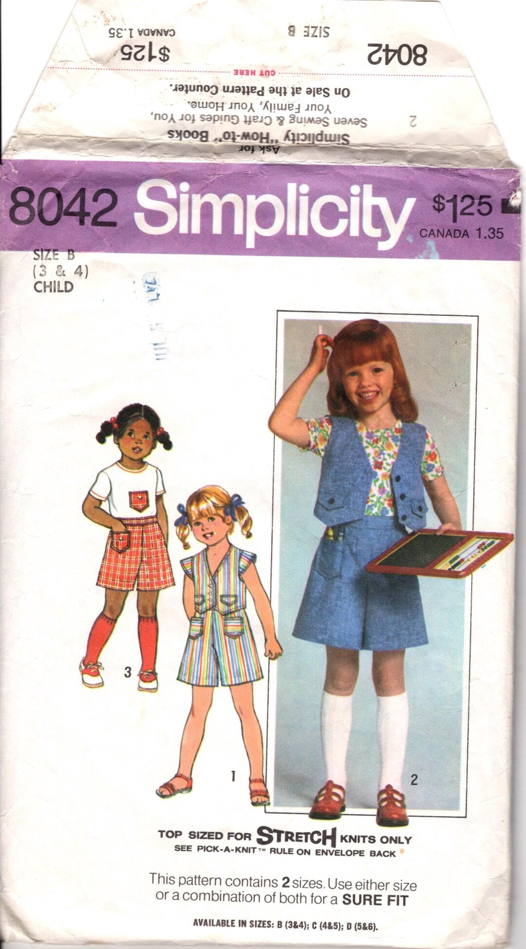 Pantskirt, Top, and Vest Clothes Pattern With Child Sizes 3 and 4 ...