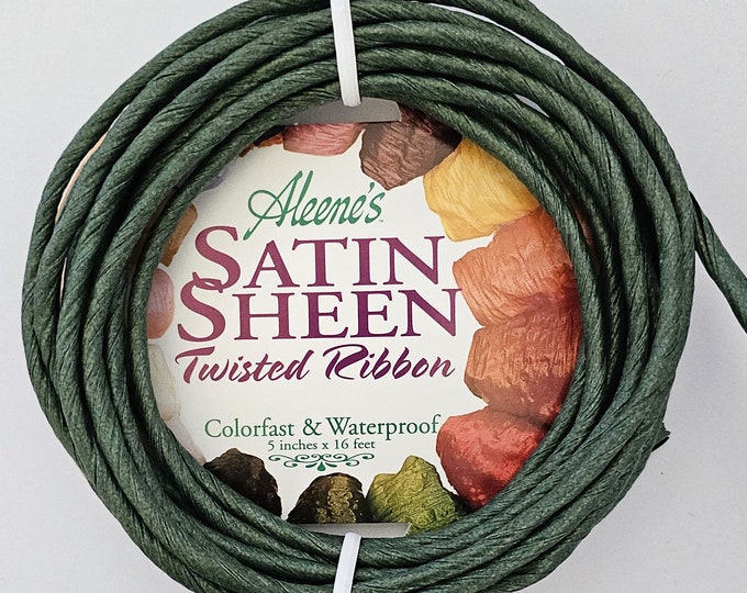 Aleene's Satin Sheen Twisted Ribbon - Deep Green - 5in X 16ft (12.7cm X ...
