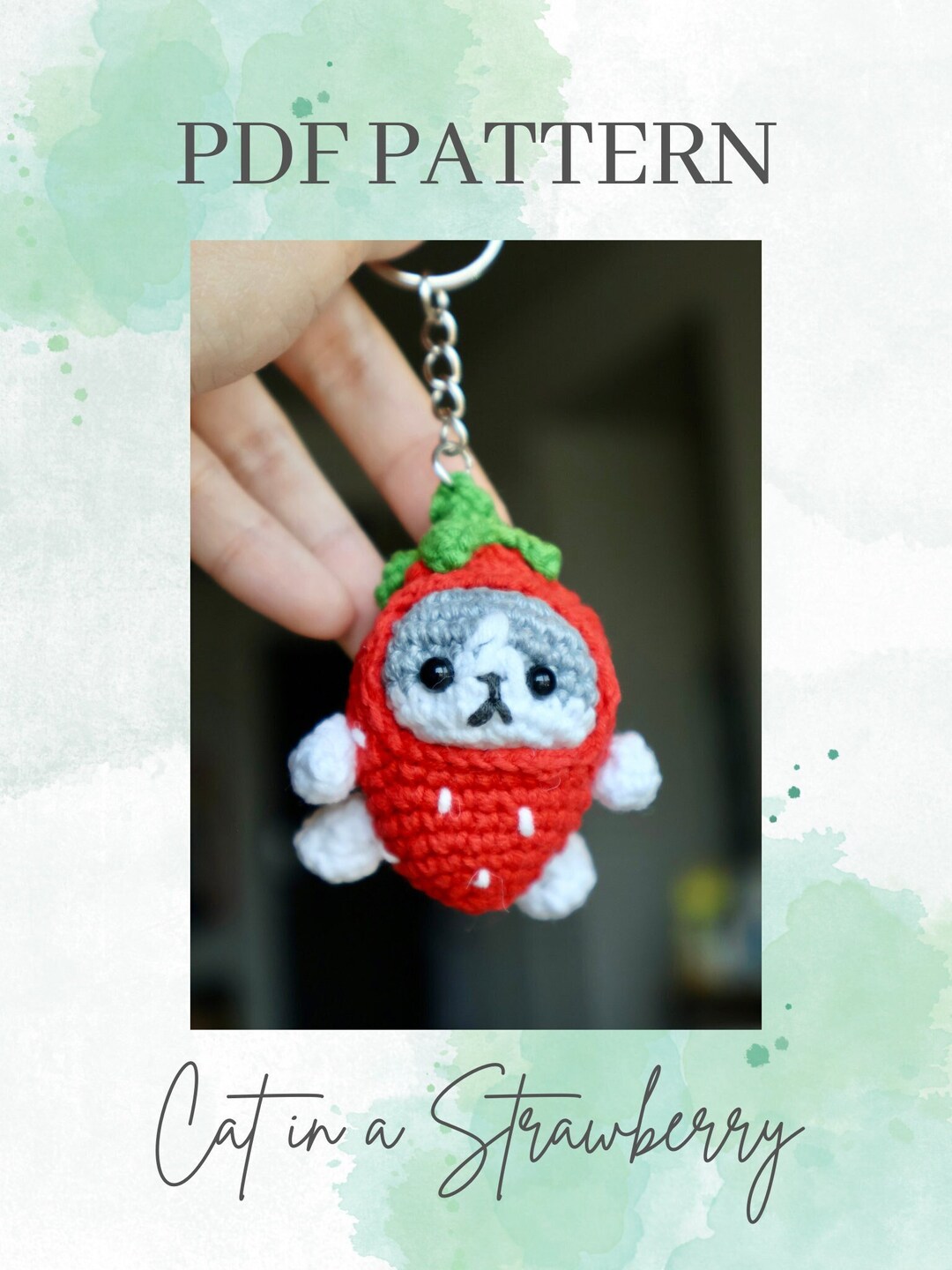 Crochet Cat in a Strawberry Amigurumi Pattern (PDF - English) | Cat ...