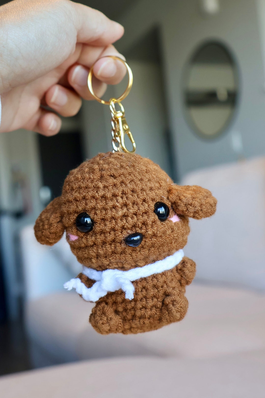Cute Crochet Customizable Dog Keychain Amigurumi Animal Keychain ...