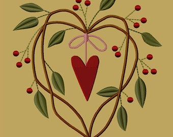 Primitive hand and machine embroidery by PrimitiveStitches on Etsy