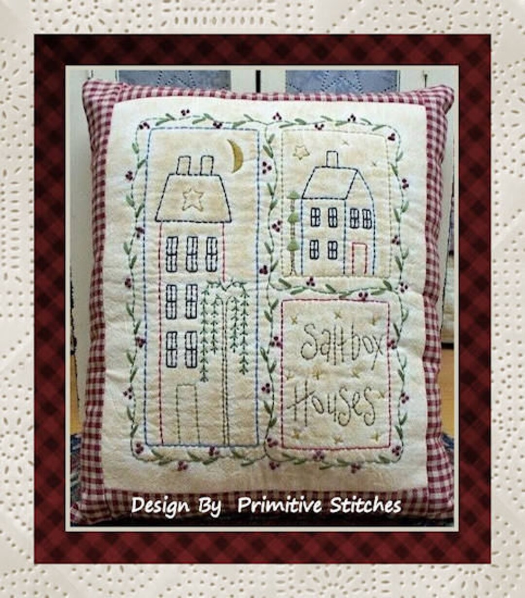 Salt Box Houses-primitive Stitchery E-PATTERN by Primitive Stitches ...