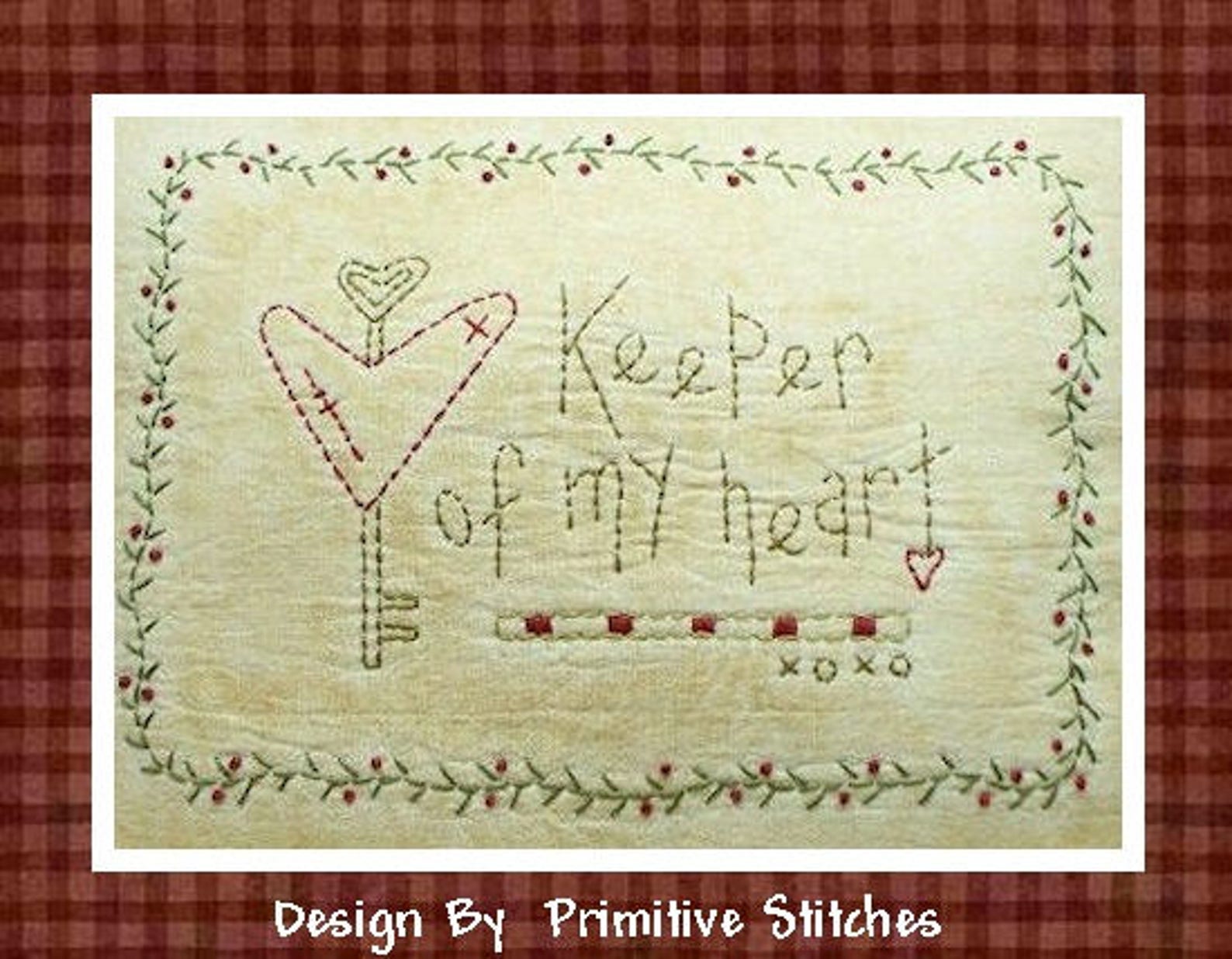 Keeper of My Heart--primitive Stitchery E-pattern-by Primitive Stitches ...