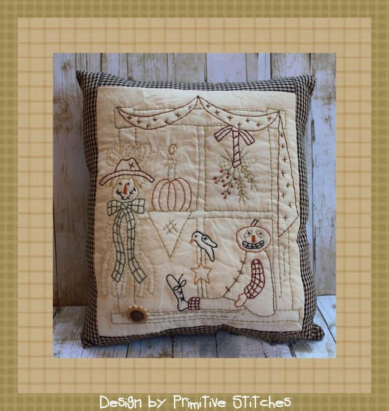 Fall Window 1-primitive Stitchery E-PATTERN by Primitive Stitches ...