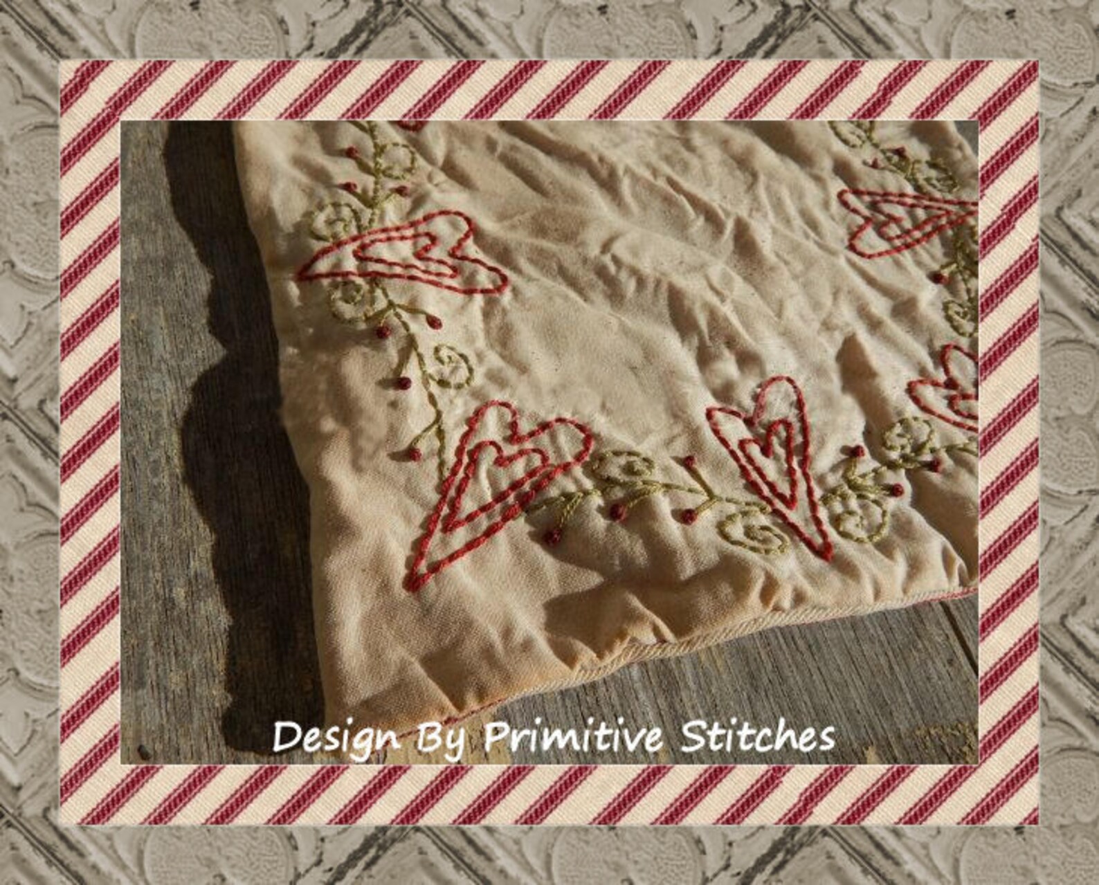 Heart Garland Candle Mat - by Primitive Stitches-primitive Stitchery E ...