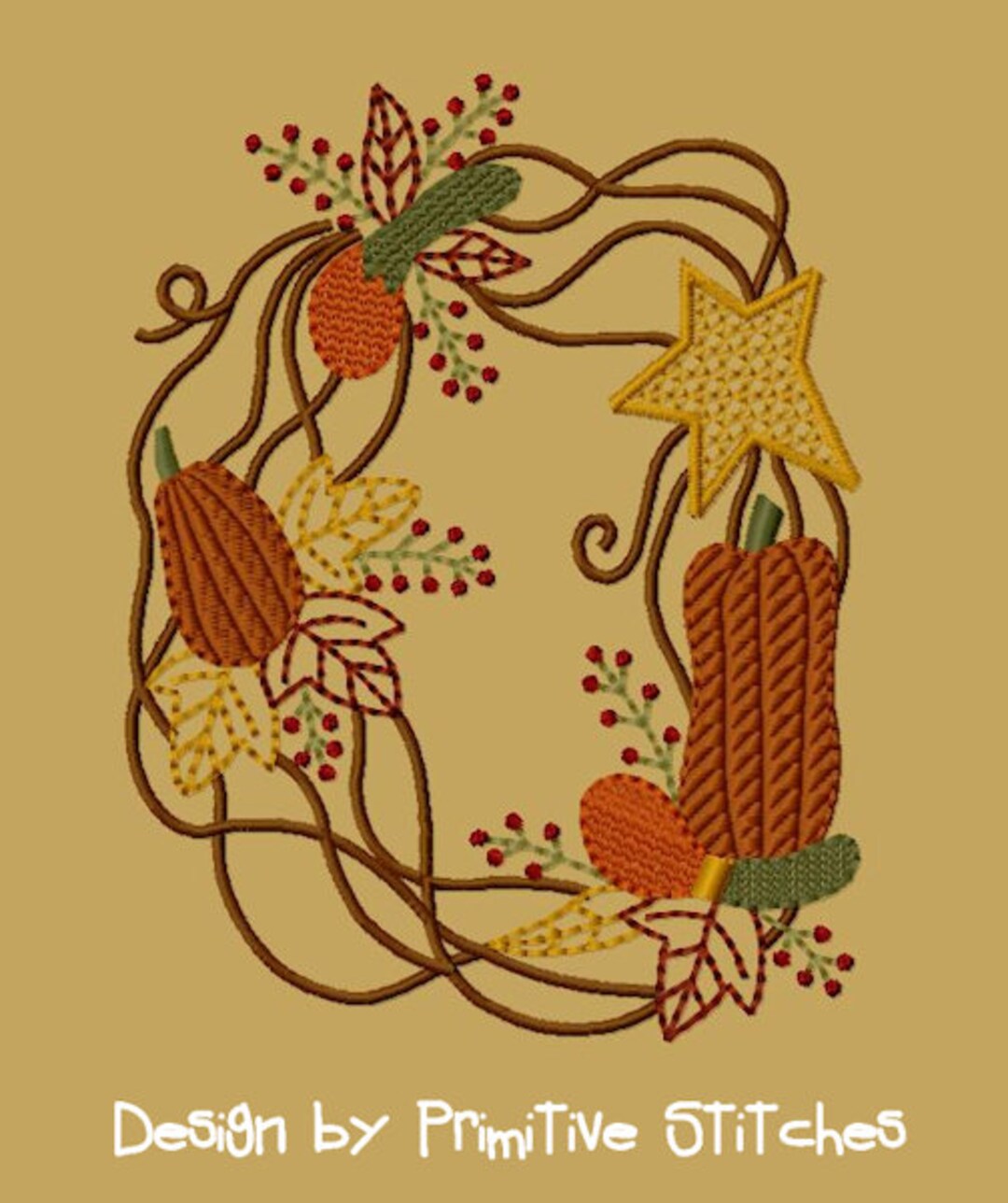 NEW-MACHINE Embroidery-prim Fall Wreath-5x7-fill - Etsy