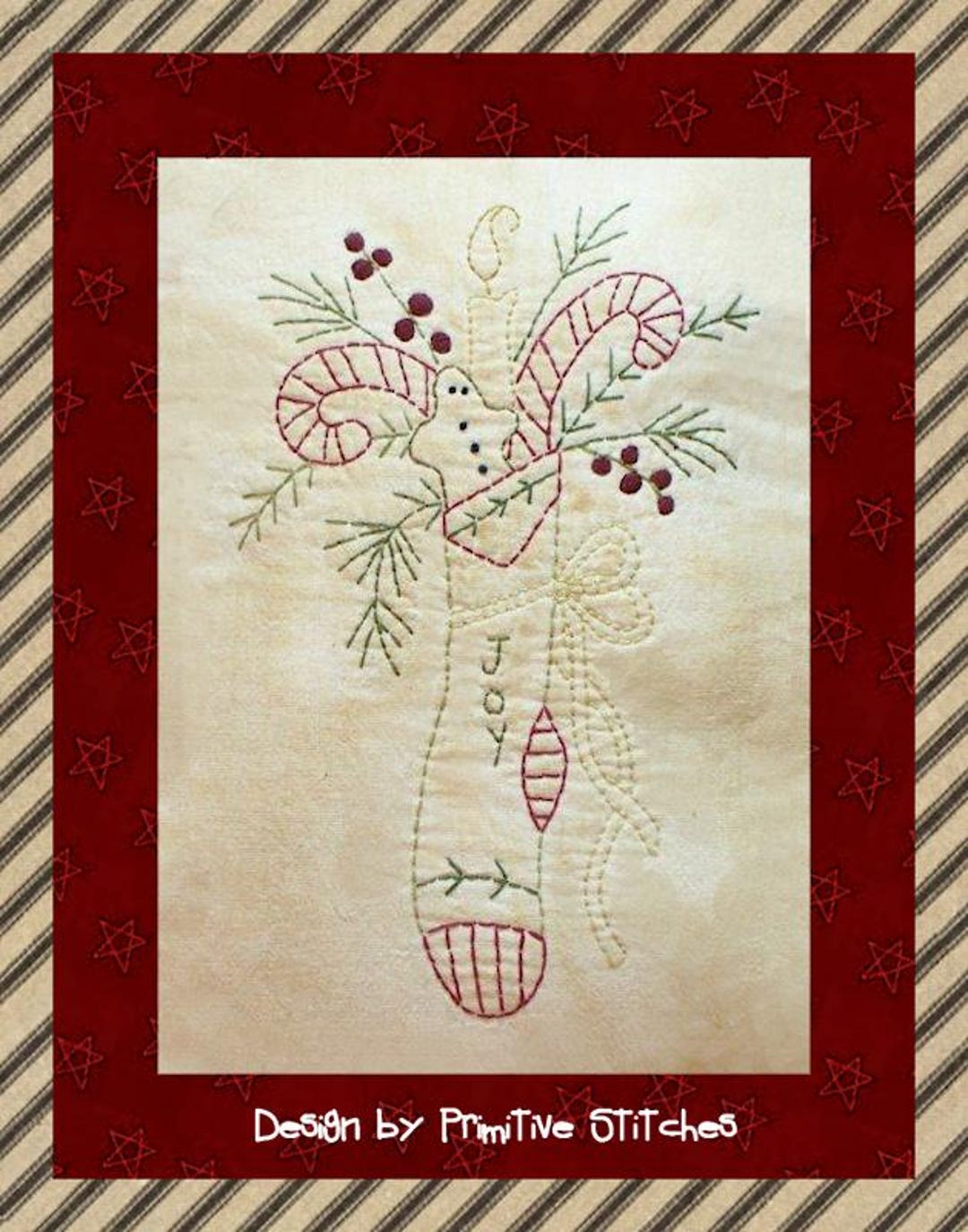 Joy Stocking-primitive Stitchery PATTERN by Primitive Stitches-instant ...