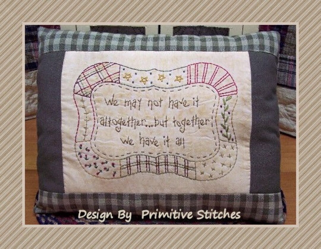 Together Quilt-primitive Saying Stitchery E-pattern-by Primitive ...