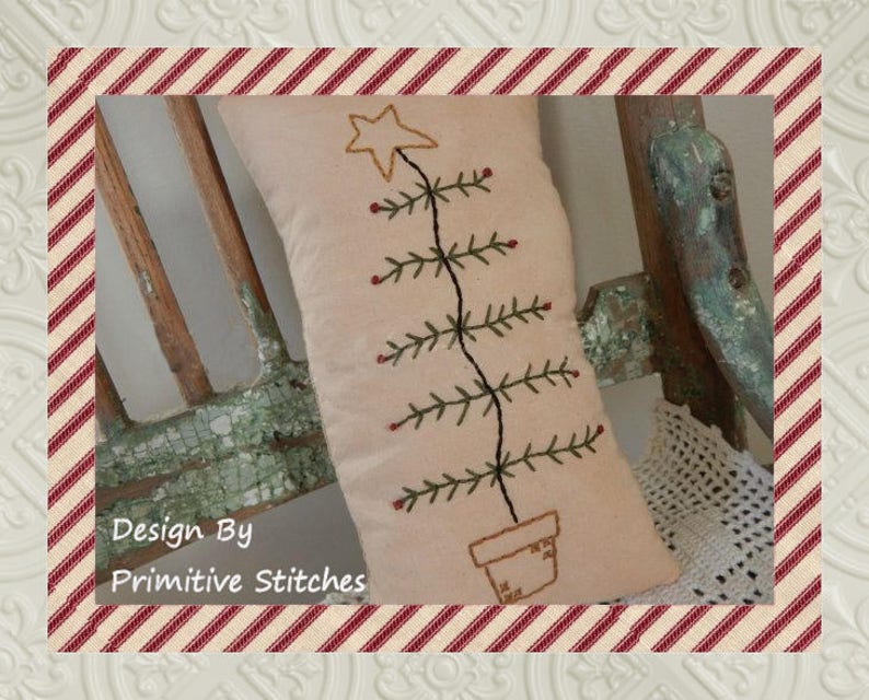 Prim Stocking/tree-primitive Stitchery E-pattern-instant | Etsy