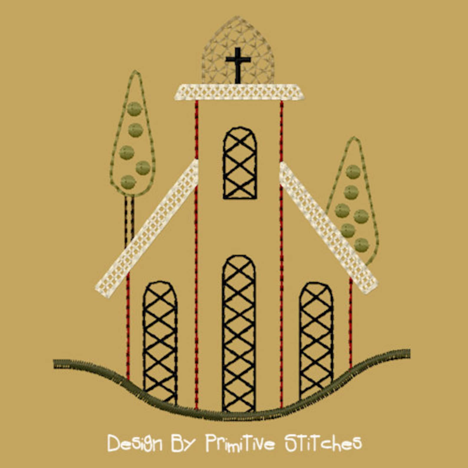MACHINE Embroidery-church-5x7-cw-motif | Etsy
