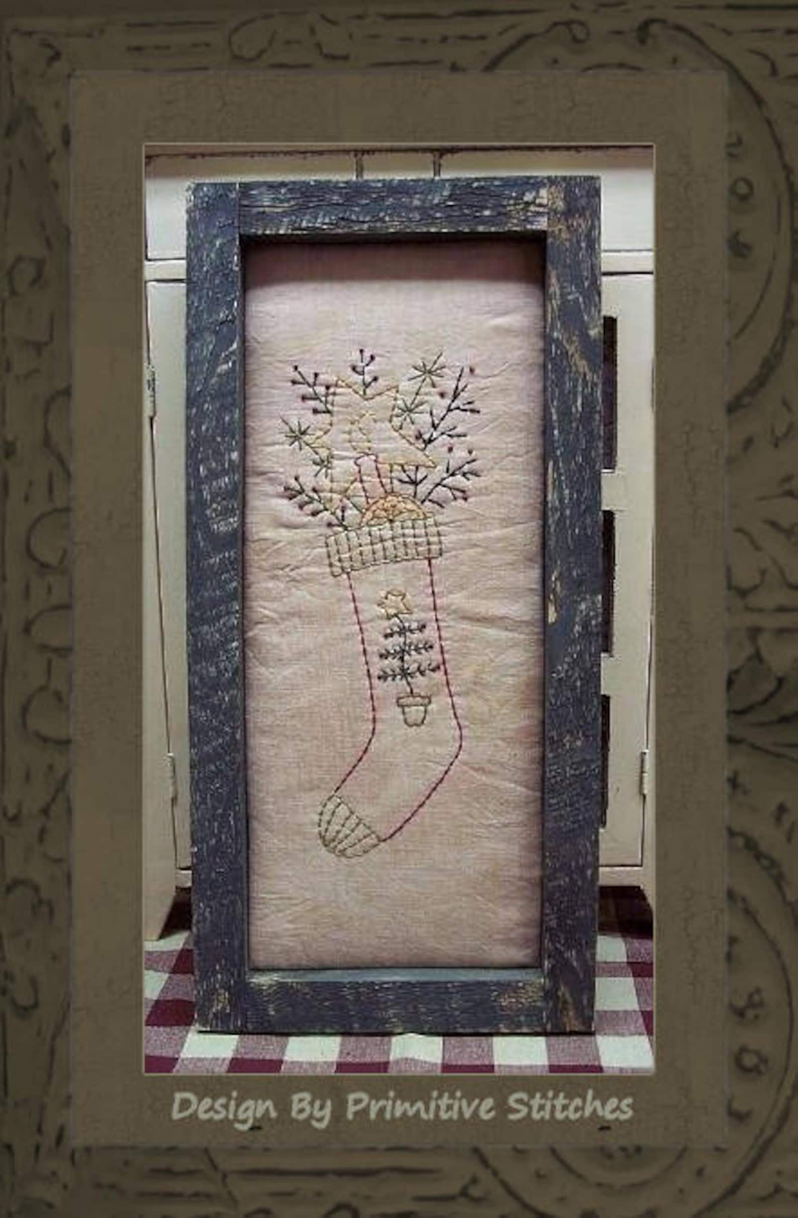 Prim Stocking/tree-primitive Stitchery E-pattern-instant - Etsy