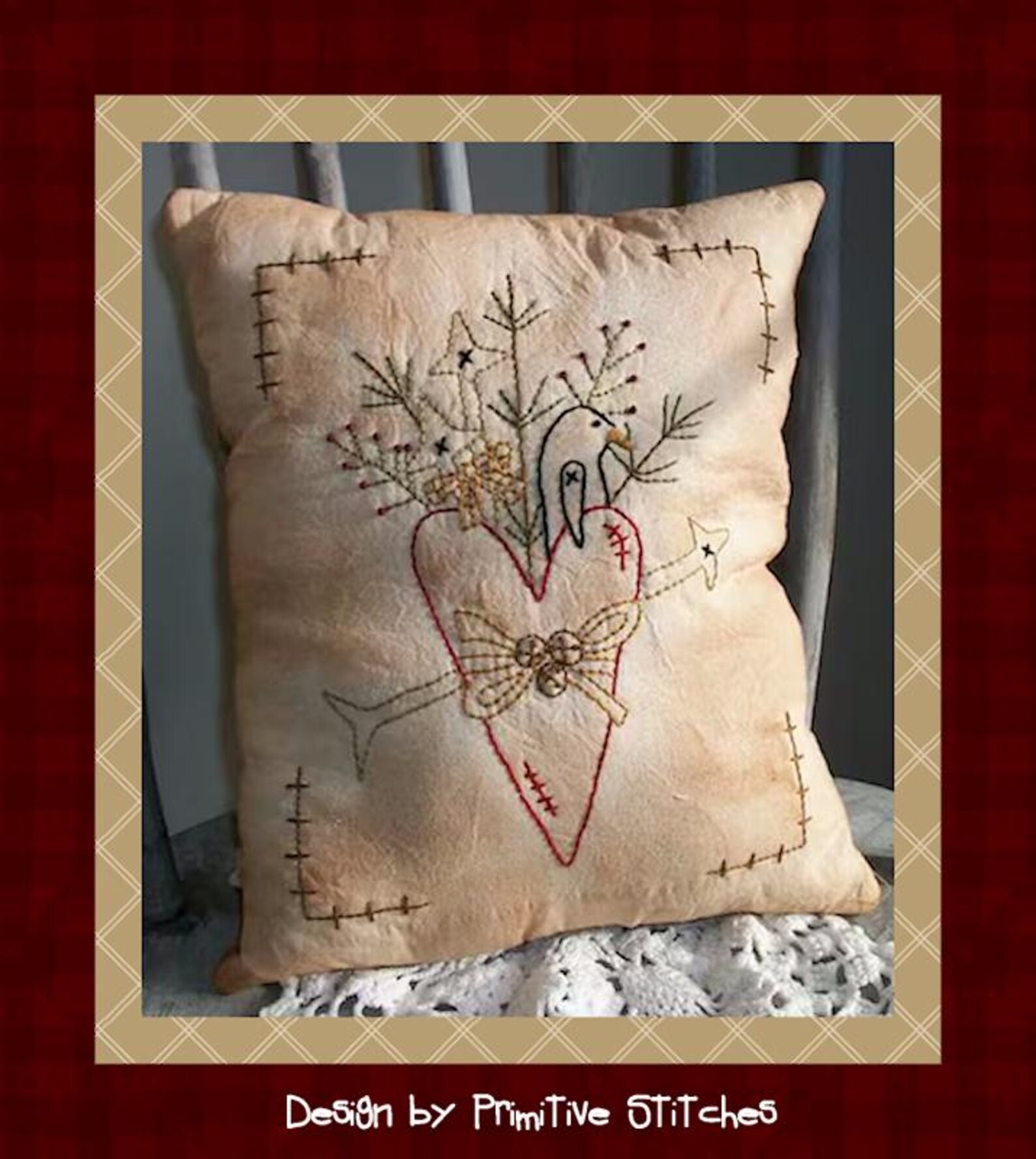 Prim Valentine Heart--primitive Stitchery E-pattern-by Primitive ...