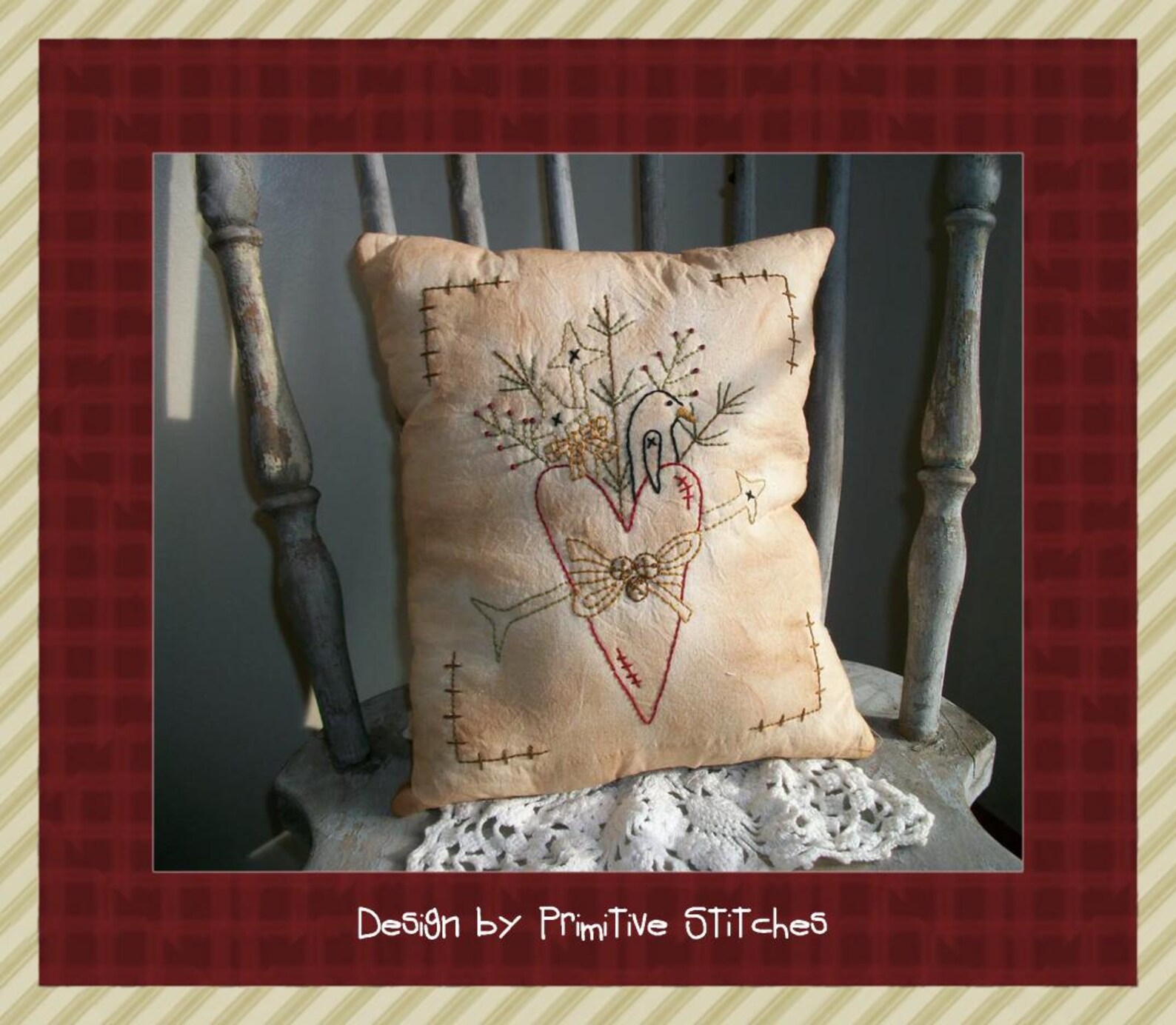 Prim Valentine Heart--primitive Stitchery E-pattern-by Primitive ...