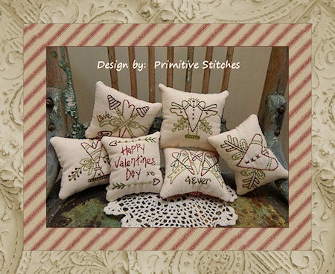 4-ever Valentine Mini Collection 1-primitive Stitchery E-PATTERN by ...