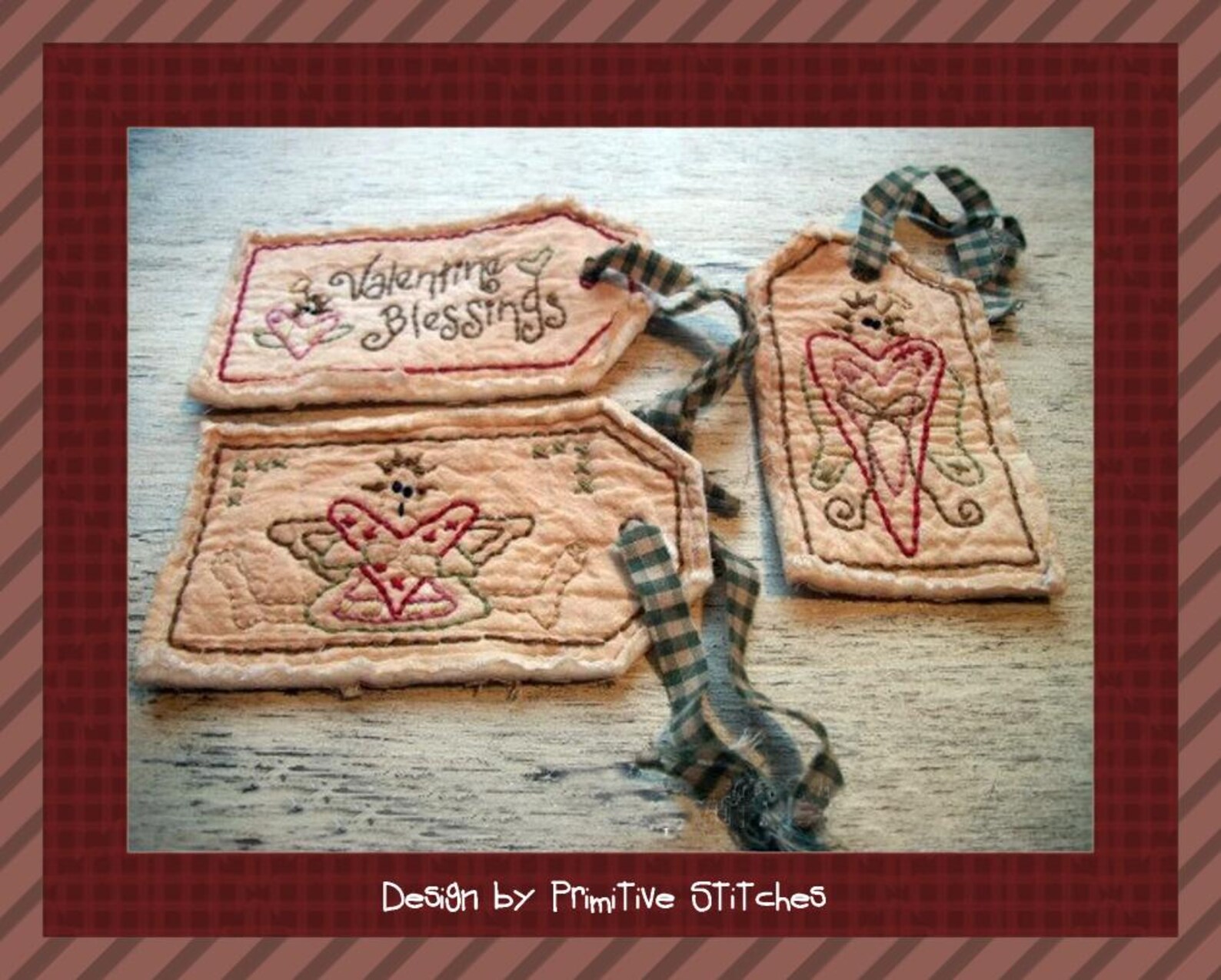 Valentine Blessings Tag Collection-primitive Stitchery-e-pattern by ...