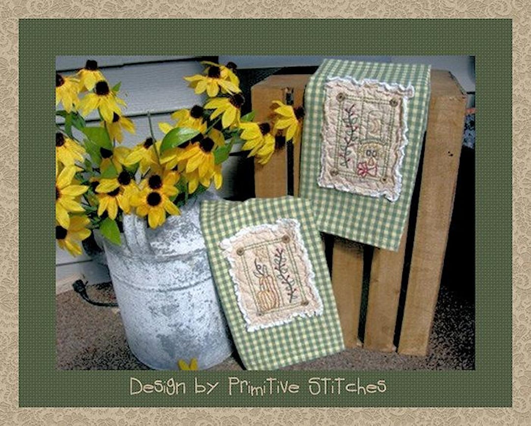 Prim Fall Hand Towel Collection-primitive Stitchery Pattern-e-pattern ...