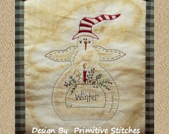 Stacked Snowmen-primitive Stitchery E-pattern-instant Download | Etsy