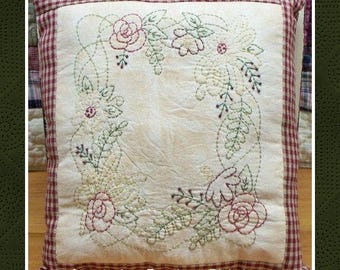 Prim Rose Wreath-primitive Stitchery E-pattern-by Primitive Stitches ...