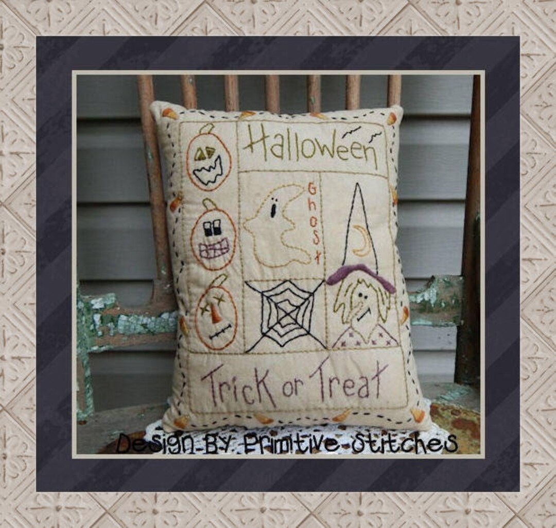 Halloween Sampler-primitive Stitchery E-PATTERN by Primitive - Etsy