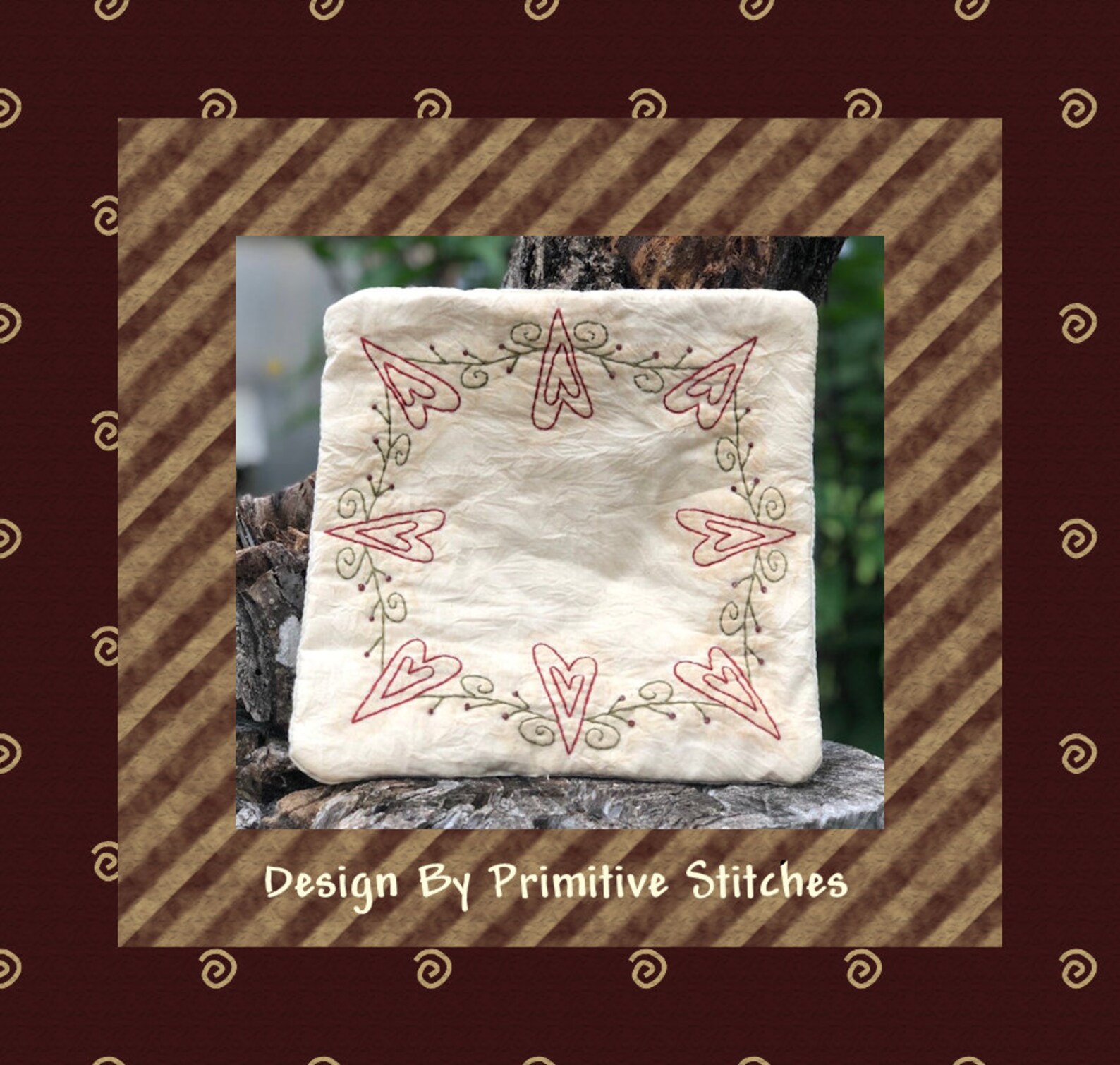 Heart Garland Candle Mat - by Primitive Stitches-primitive Stitchery E ...