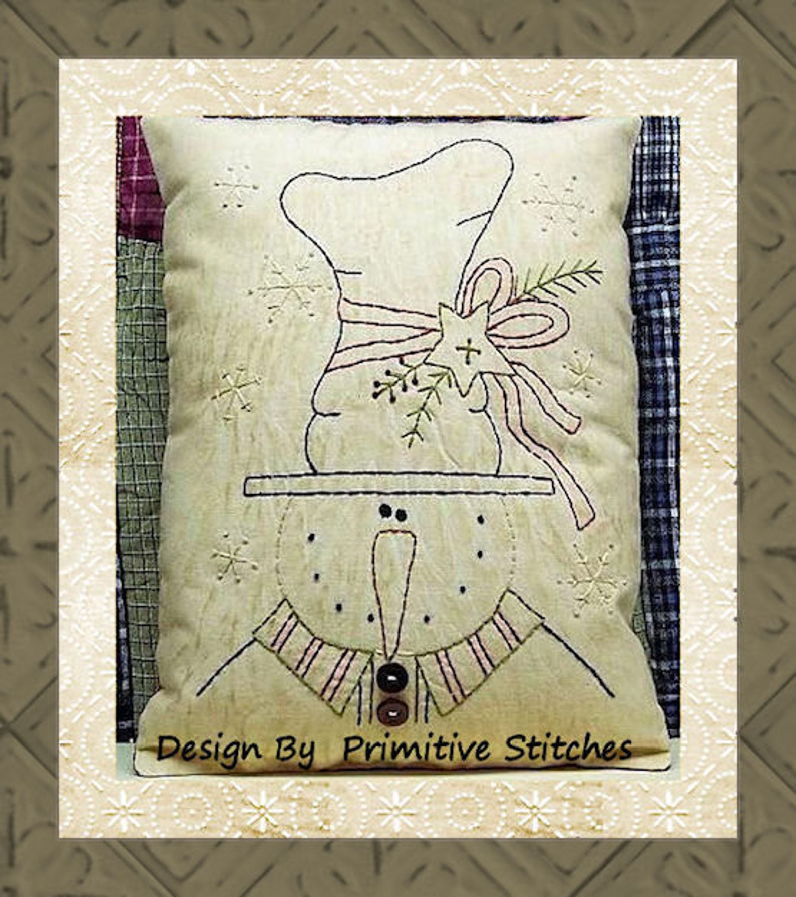 Stanley Snowman-primitive Stitchery E-PATTERN by Primitive - Etsy