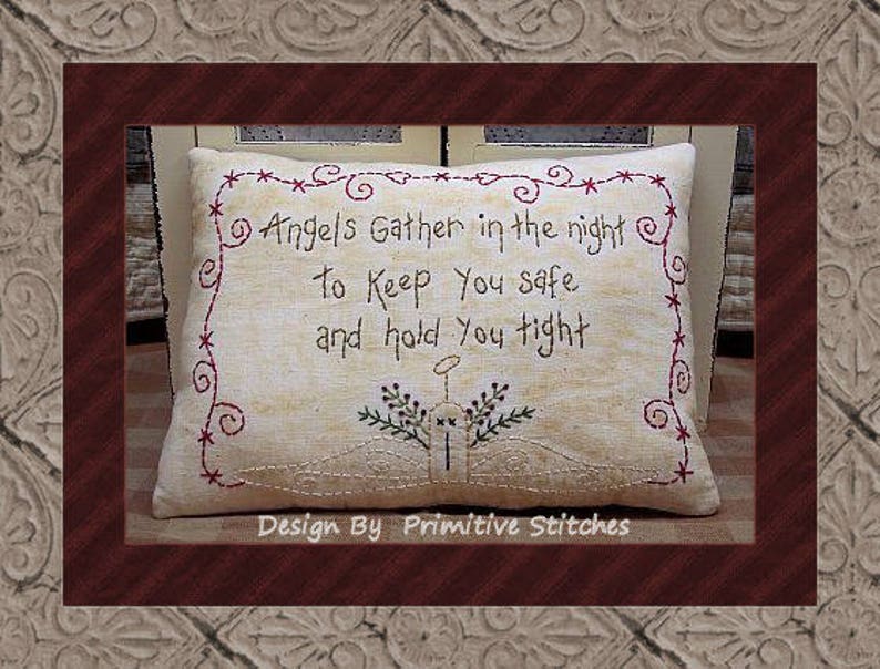 Angels Gather Saying-primitive Stitchery Pattern E-pattern-by Primitive ...