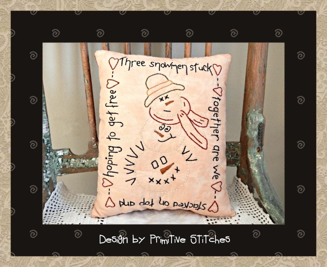 Stacked Snowmen-primitive Stitchery E-pattern-instant Download - Etsy