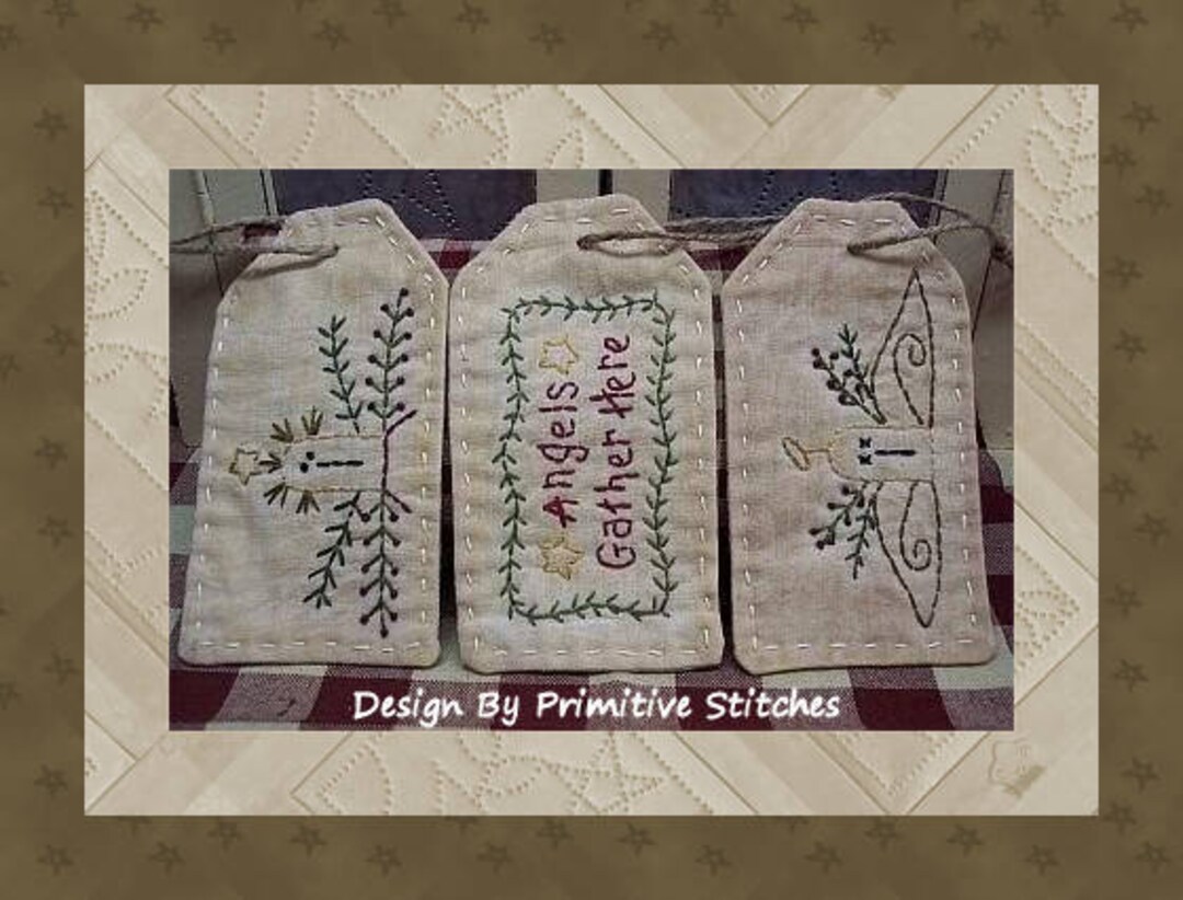 Angels Gather Tag Collection-primitive Stitchery E-PATTERN by Primitive ...