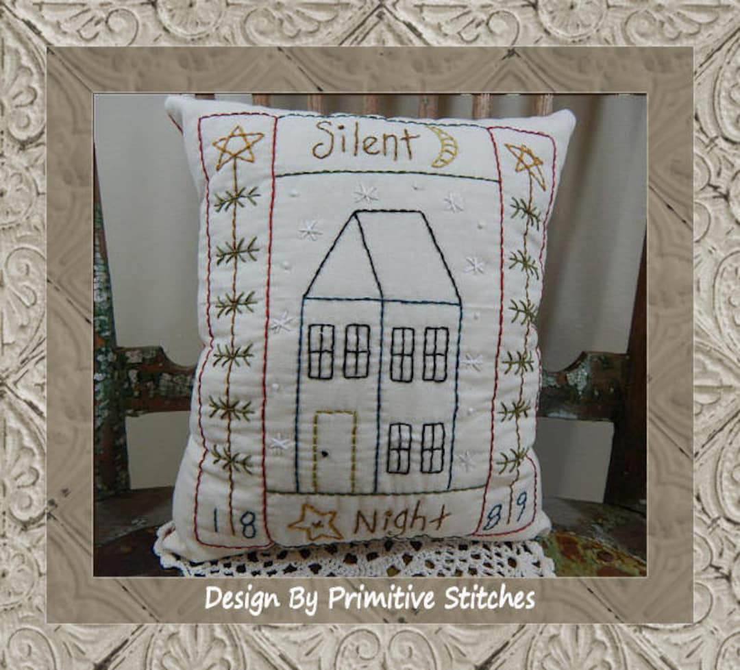 Silent Night Saltbox-primitive Stitchery E-PATTERN by Primitive ...