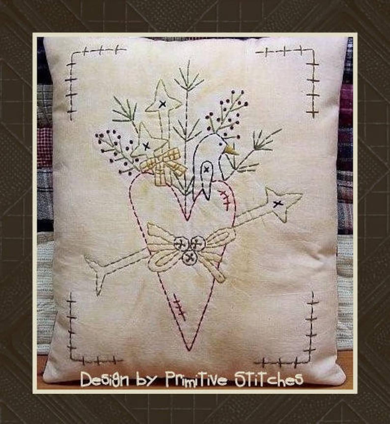 Prim Valentine Heart--primitive Stitchery E-pattern-by Primitive ...