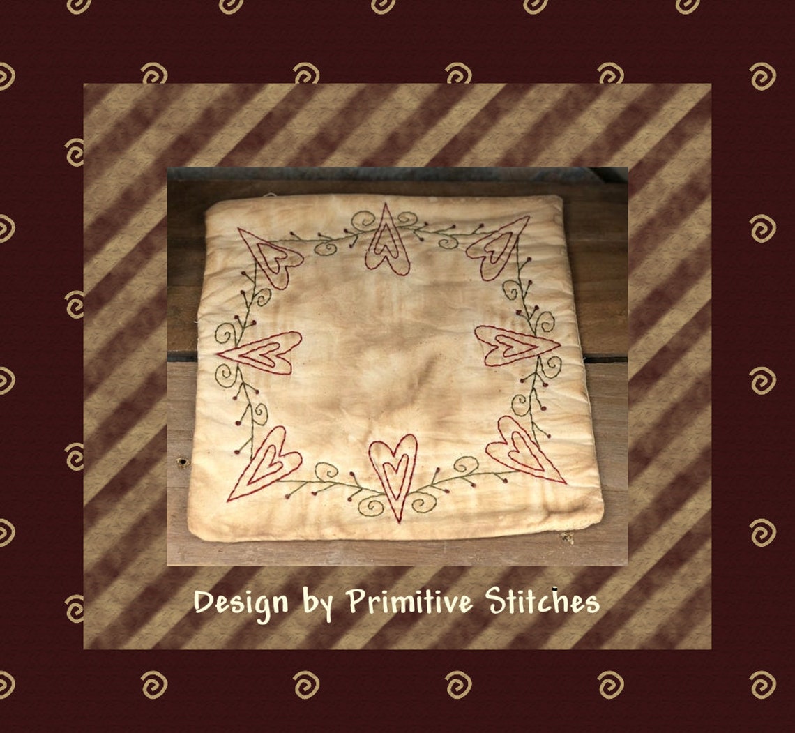 Heart Garland Candle Mat - by Primitive Stitches-primitive Stitchery E ...