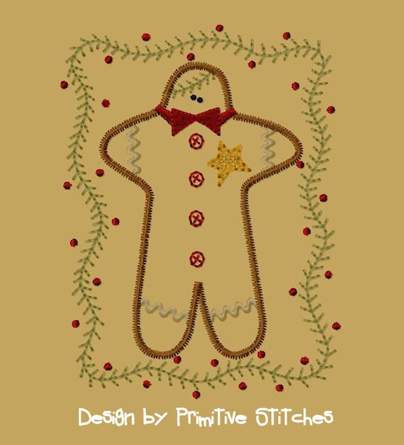 NEW-MACHINE EMBROIDERY-Gingerbread Man-5x7-Colorwork-Instant | Etsy